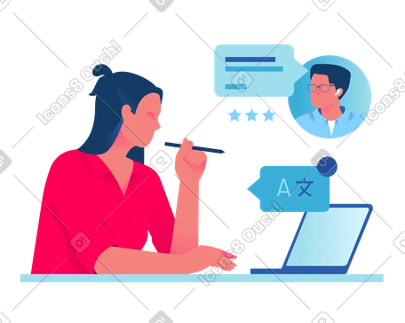 Woman learning a new language online animated illustration in GIF ...