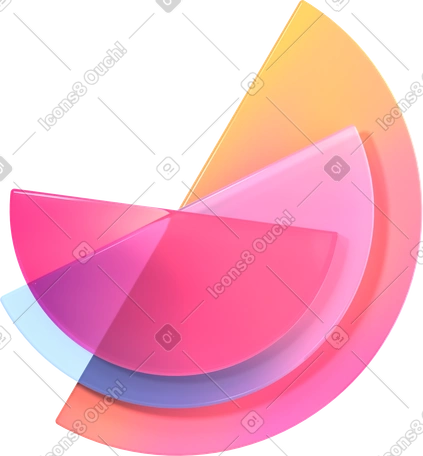3D three transparent half-discs PNG, SVG
