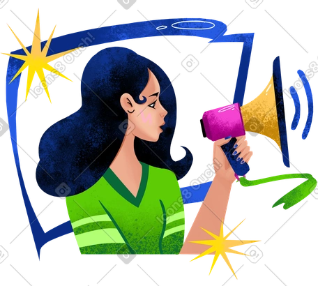 Woman speaking over loudspeaker PNG, SVG