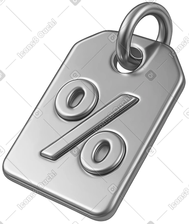 Silver price tag with percent sign PNG, SVG