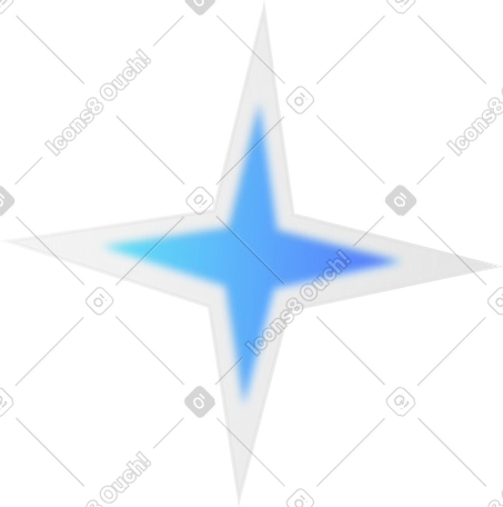Blurred blue star in glass PNG, SVG