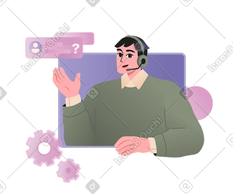 Customer service person answering a question animated illustration in ...