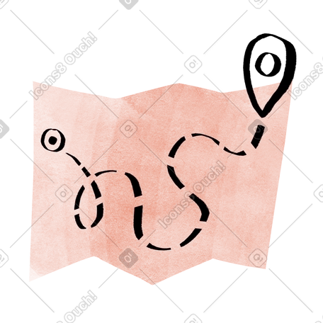 Folded map with dashed route and location pin, Navigation and travel ...