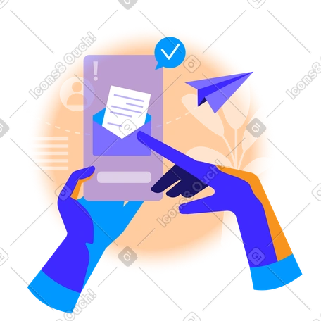 Receiving a message on a smartphone illustration in PNG, SVG
