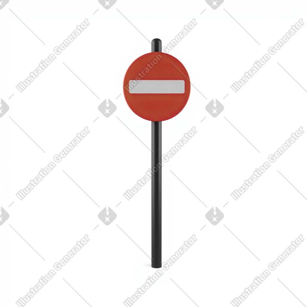 3D Business Style Illustration of a No Entry Traffic Sign Effect