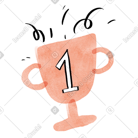 Illustration animée Trophée numéro un, récompense pour la réussite et ...