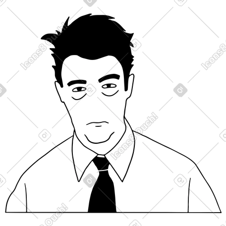 Sleepy office worker staring at camera illustration in PNG, SVG