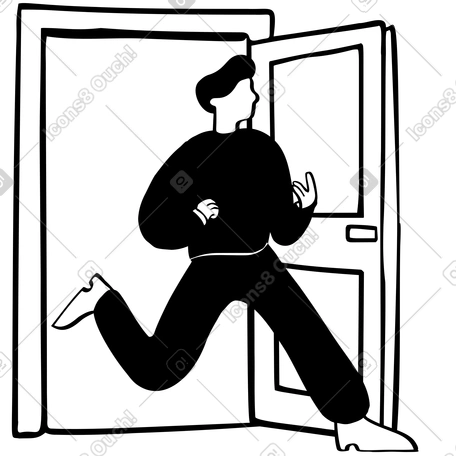 Logging out and man exiting room PNG, SVG