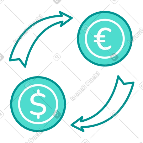 Currency Exchange: Dollar to Euro Conversion PNG, SVG