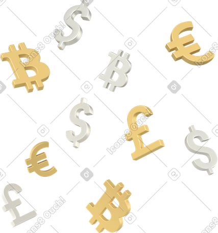 3D flying currency PNG, SVG