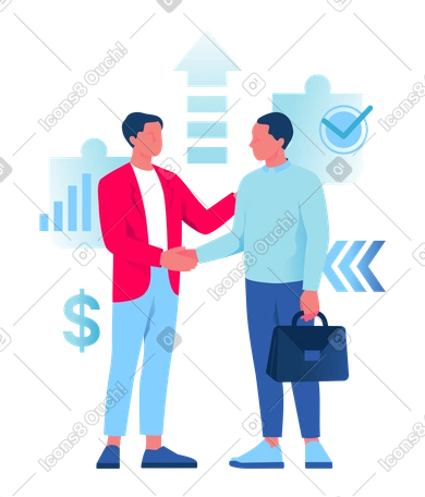 Profitable cooperation of businessmen shaking hands animated ...