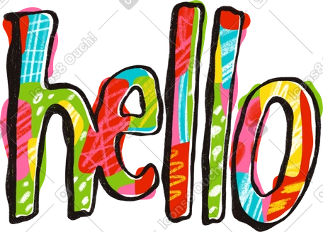Hand drawn lettering hello with textures PNG, SVG