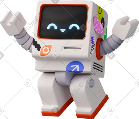 3D retro robot jumping PNG, SVG