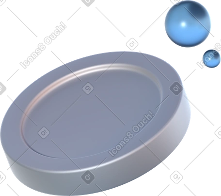 3D metal coin and two glass spheres PNG, SVG