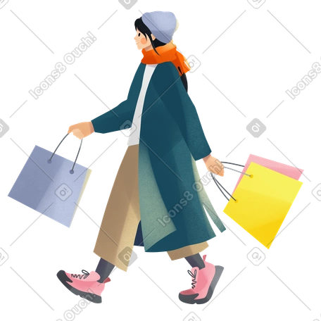 Young woman walking after shopping animated illustration in GIF, Lottie ...