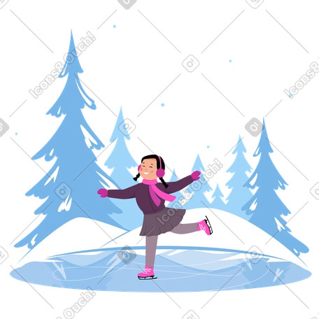 Chica patinando en pista de hielo PNG, SVG