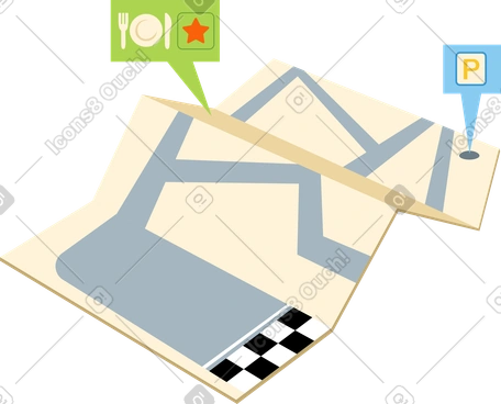 Road map with stop markers PNG, SVG