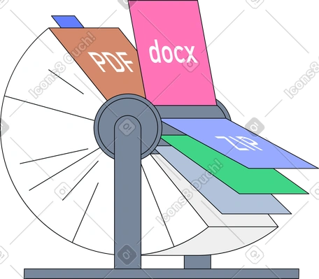 Rotary file organizer with digital documents PNG, SVG