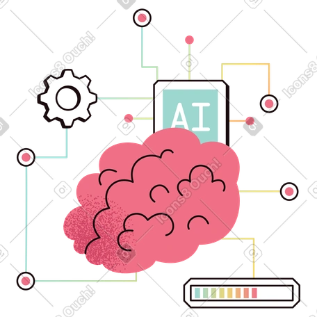 Brain with AI chip and neural networks PNG, SVG
