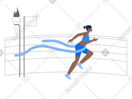Runner crossing finish line on track, Race completion achievement ...