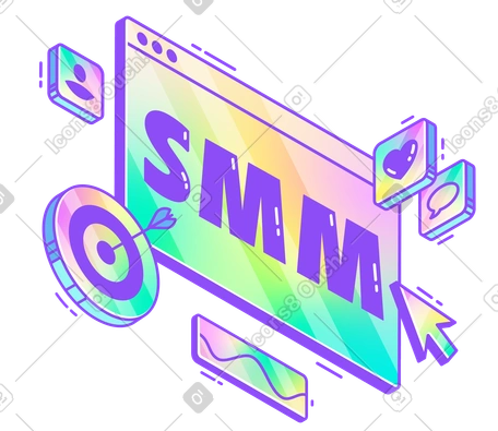 소셜 미디어 표지판과 대상 텍스트로 smm 레터링 PNG, SVG