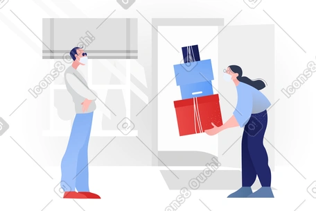 Handing over packages to the customer в PNG, SVG