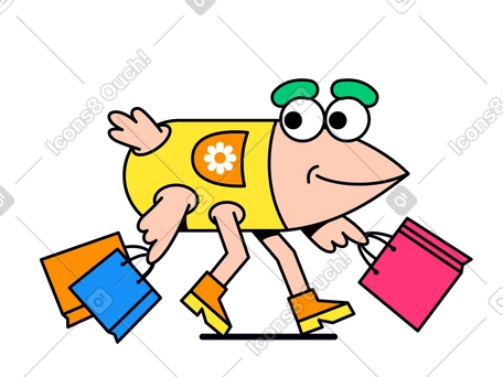 Carrying shopping bags with purchases animated illustration in GIF ...