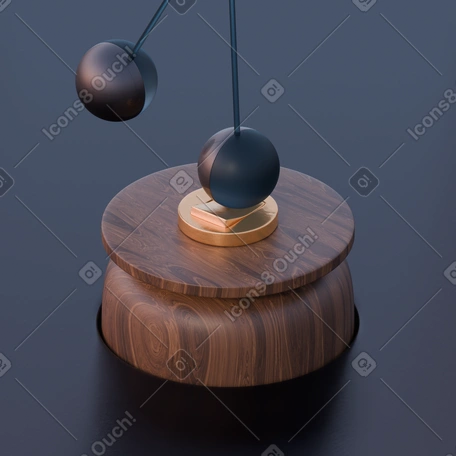 3D Minimalist pendulum with wooden platform, Balance and motion ...