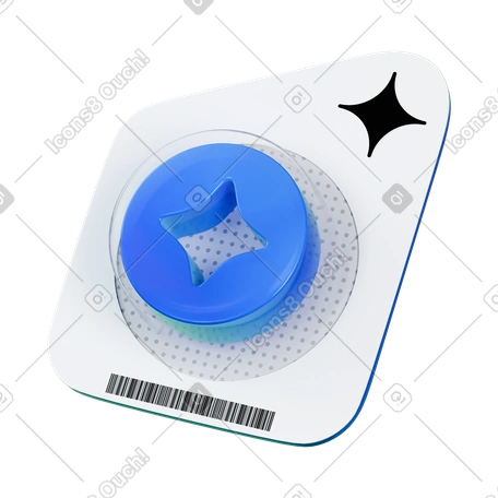 3D blue star shaped object in blister pack, AI technology product ...