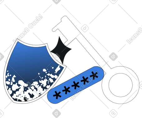 Key and shield with password bar, Digital security and password ...
