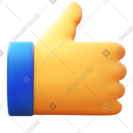 3D thumbs up animated illustration in GIF, Lottie (JSON), AE