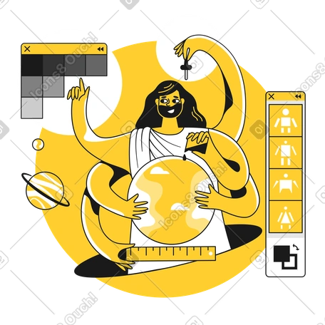 Person designing characters in program animated illustration in GIF ...