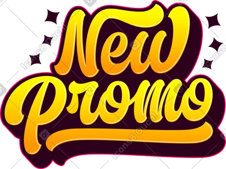 Lettering new promo with stars and shadow text PNG, SVG