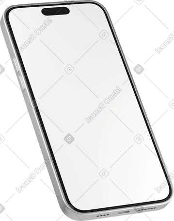 3D side view of white phone screen PNG, SVG