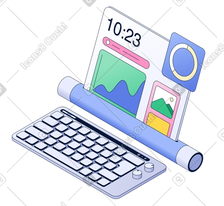 Keyboard and flexible electronic display with UI elements, Modern ...