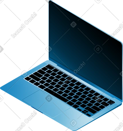 Portátil azul isométrico con pantalla oscura PNG, SVG