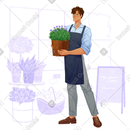 Florist in flower shop PNG, SVG