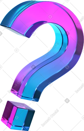 3D gradient glass question mark PNG, SVG