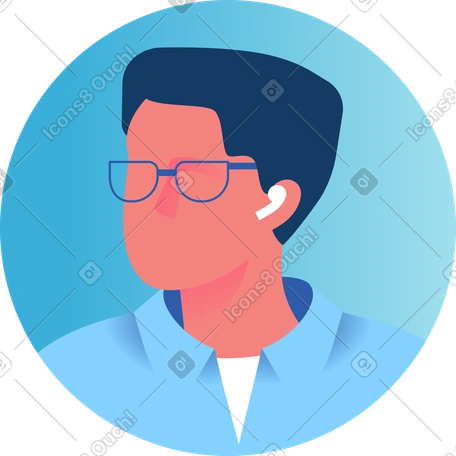 Avatar of a man with glasses in a circle PNG, SVG
