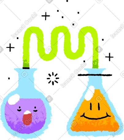 Scientific chemical experiment illustration in PNG, SVG