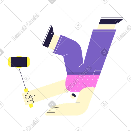 Man fell down while taking selfie PNG, SVG