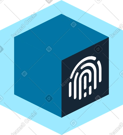 Cube blue fingerprint icon PNG, SVG