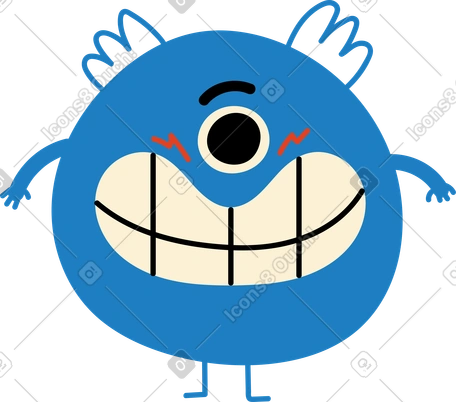 Blue character with one-eyed PNG, SVG