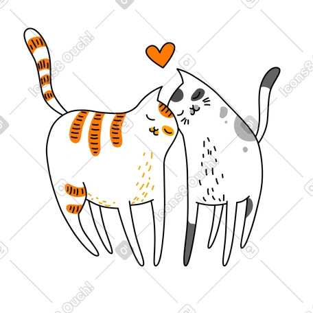 Cats in love rubbing heads on each other PNG, SVG