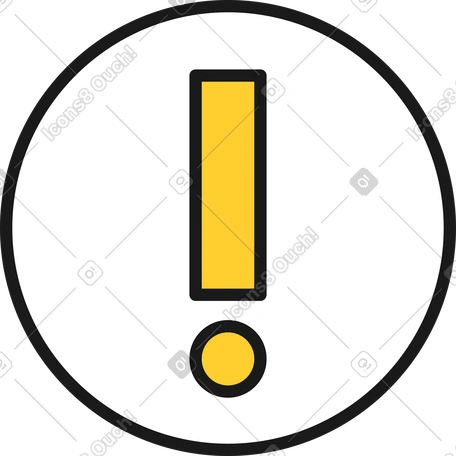 Yellow exclamation point in a white circle в PNG, SVG