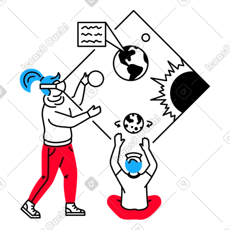 People exploring space in vr animated illustration in GIF, Lottie (JSON ...