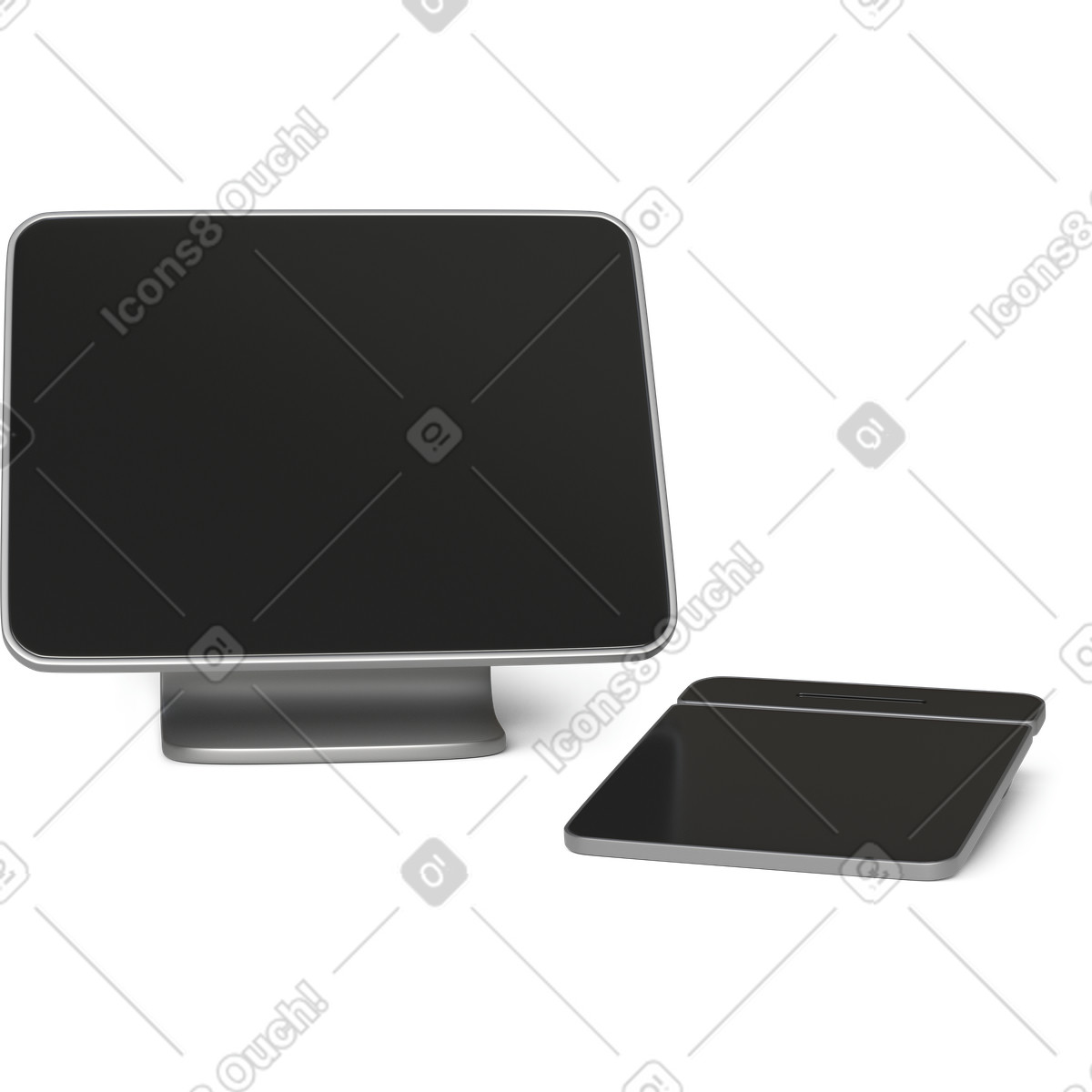 3D old pc side view illustration in PNG, SVG