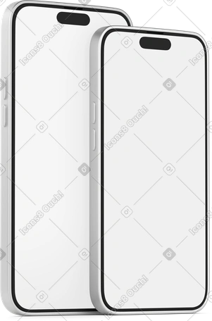 3D two phones with white screens PNG, SVG