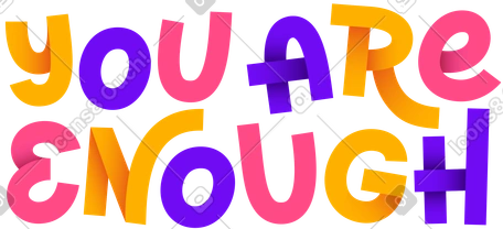 Lettering you are enough with shadow text illustration in PNG, SVG