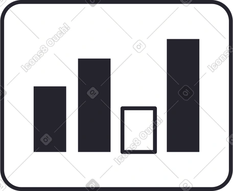 White rectangular analytics icon PNG, SVG